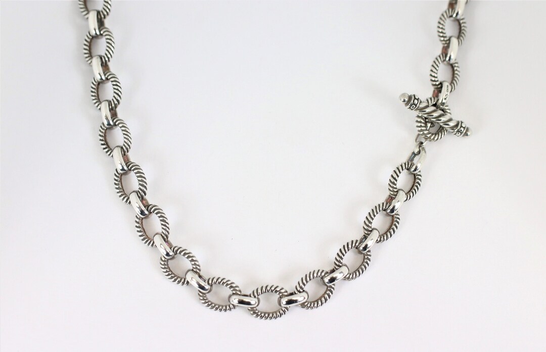Medium Link Necklace With Toggle Closure in Sterling Silver - Etsy