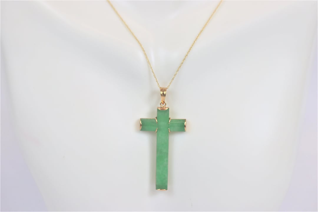 Jade Cross Pendant in 18K Yellow Gold - Etsy