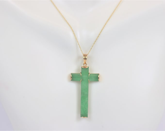 Jade Cross Pendant in 18K Yellow Gold - Etsy