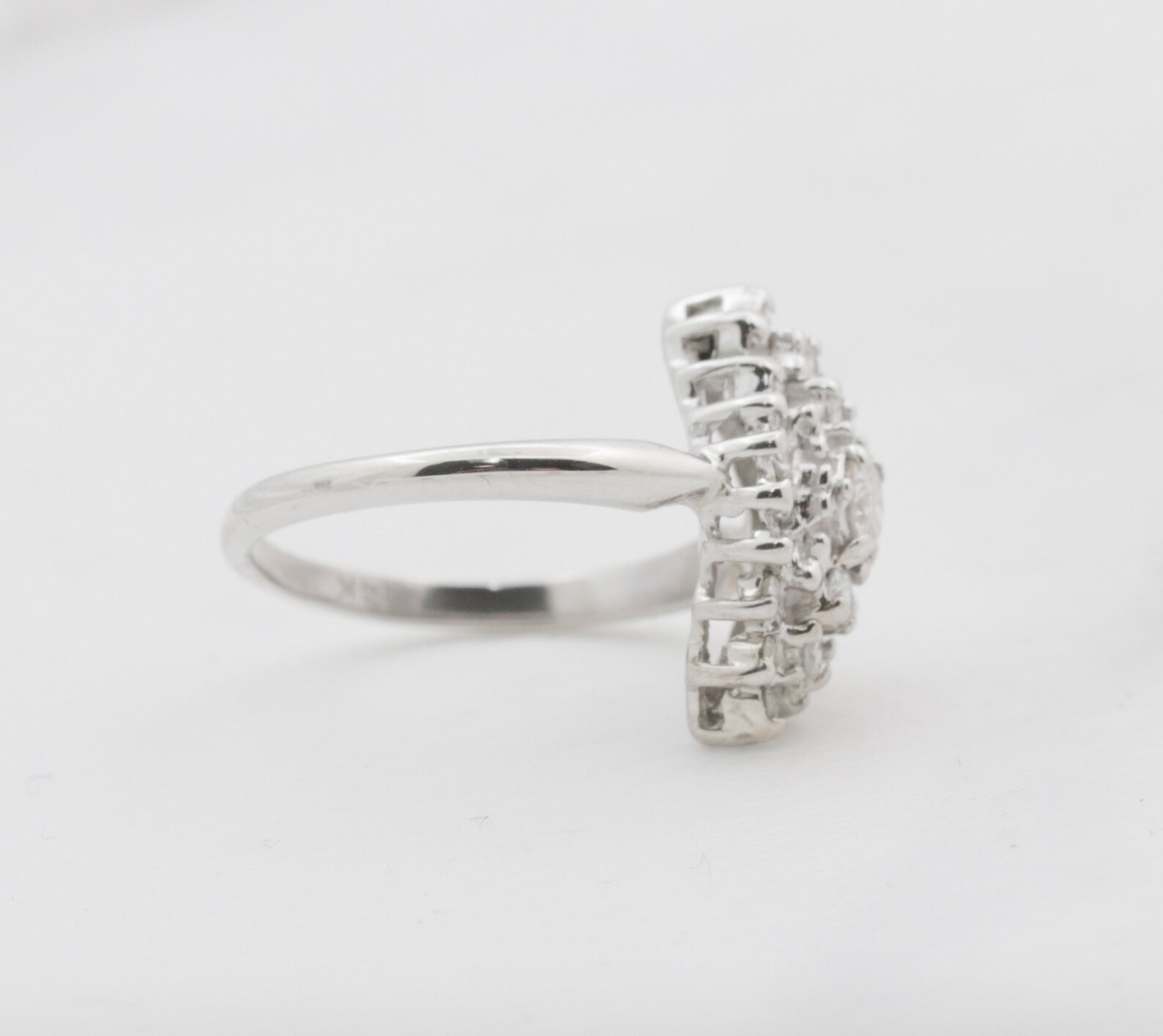 Vintage Cluster Diamond Engagement Ring 14k White Gold - Etsy
