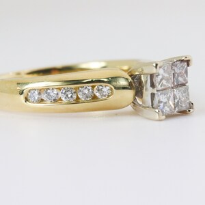 Vintage Princess Cut Cluster Engagement Ring- 14k Yellow Gold - Etsy