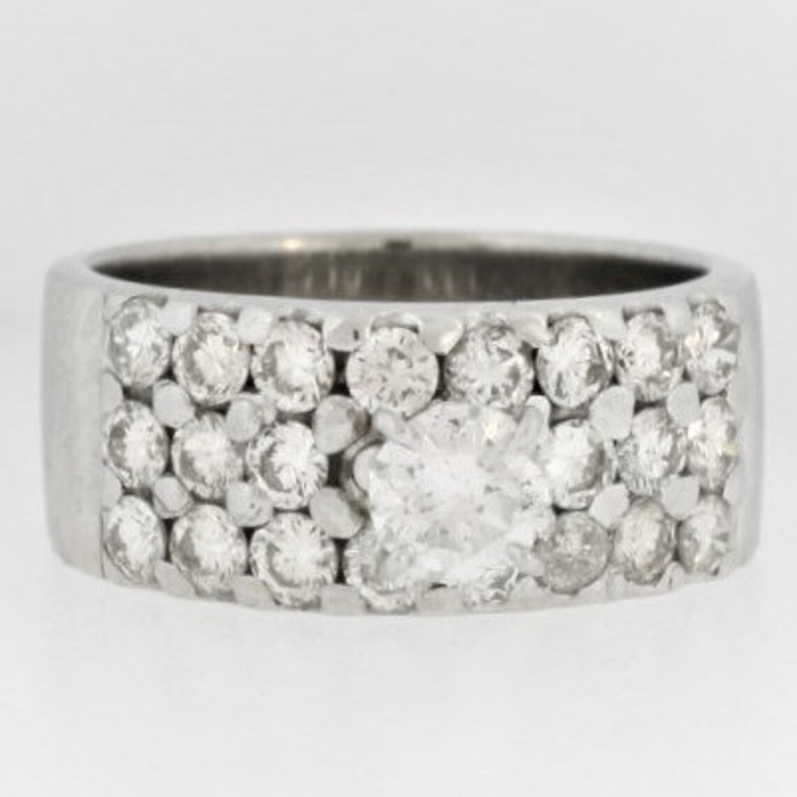 Multi Row Diamond Engagement Ring in 14k White Gold - Etsy