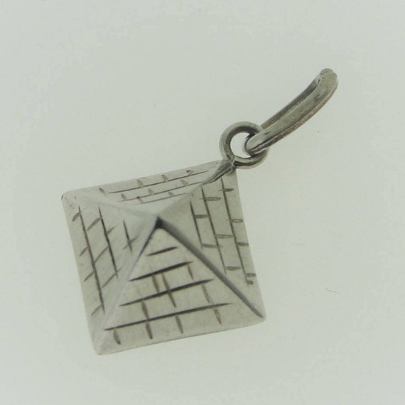 Antique Hand-Carved Pyramid Pendant- Sterling Silver - Gem