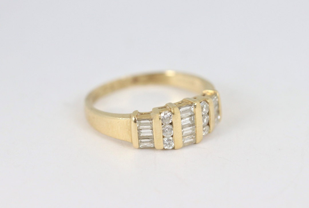 Vintage Channel Set Diamond Ring in 14K Yellow Gold - Etsy