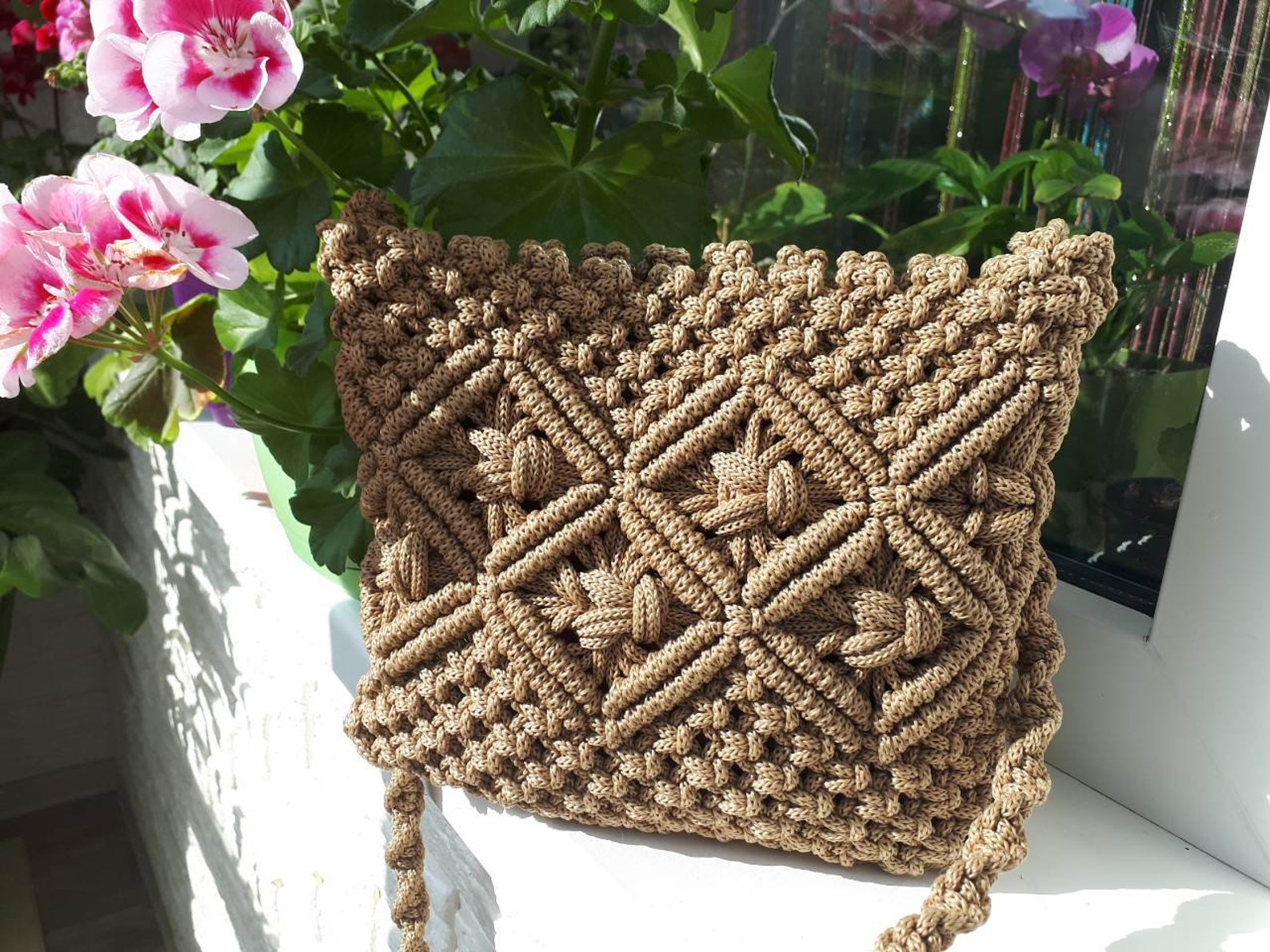 Macrame bag Handmade bag Gift for her Macrame Shoulder Bag | Etsy