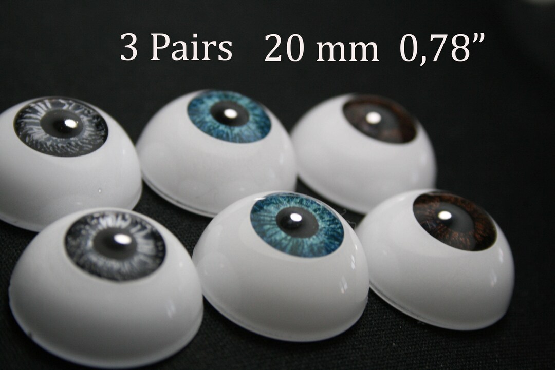 6 Bjd Doll Eyes 20 Mm 23/32 3 Pairs Doll Eyes, Craft Eyes, Eye For ...