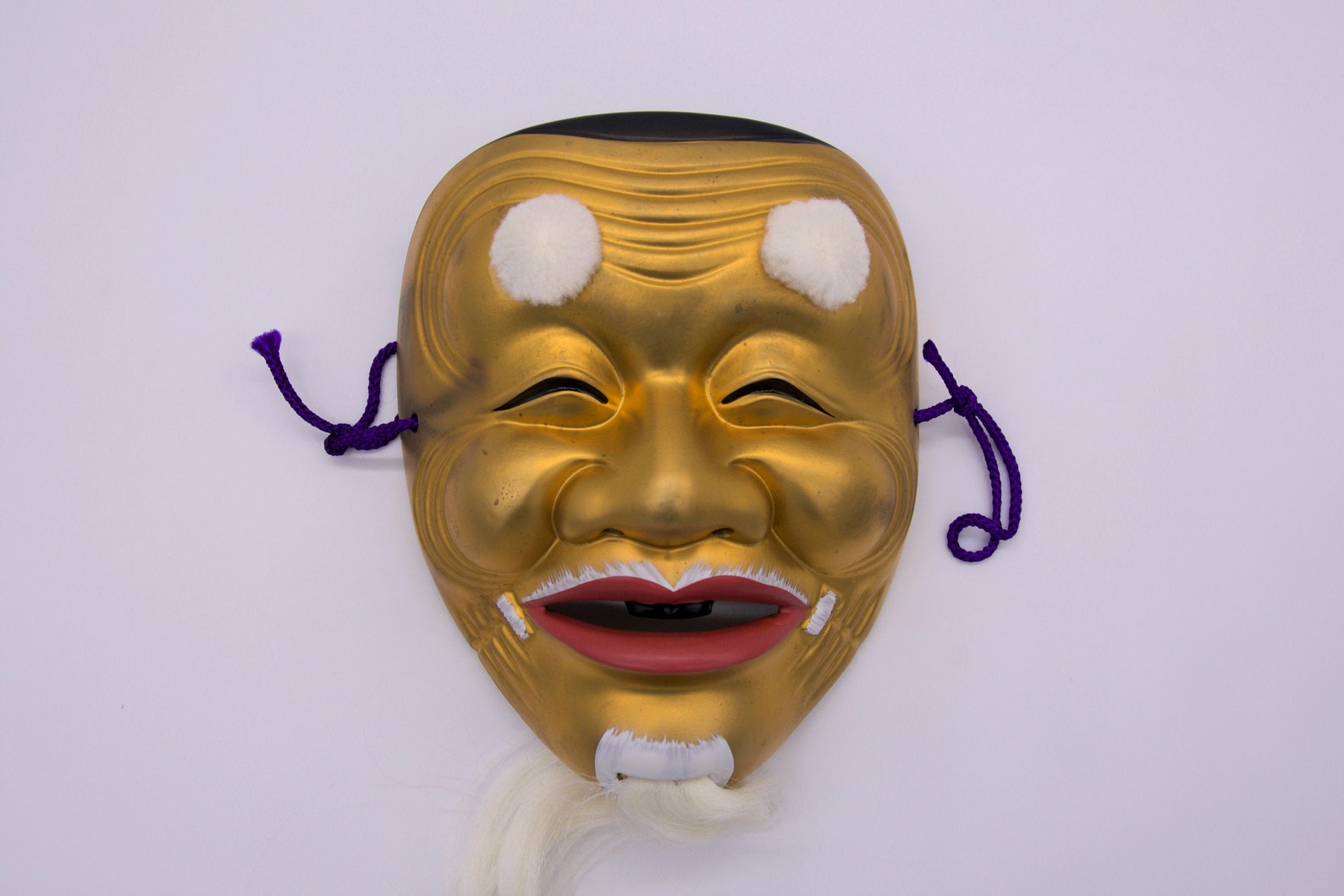 OKINA Japanese Mask Omen Noh Theater God Kyo Ware Yaki Man | Etsy