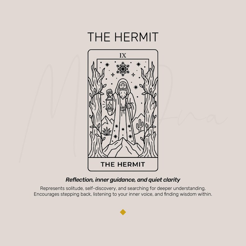 The Hermit Tarot Card Necklace · Custom Engraved Major Arcana Pendant ...