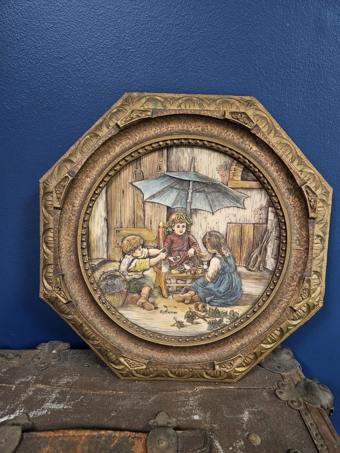 Vintage Artini Engraved 4 Dimensional Twin Etched Wall Art Plaque ...