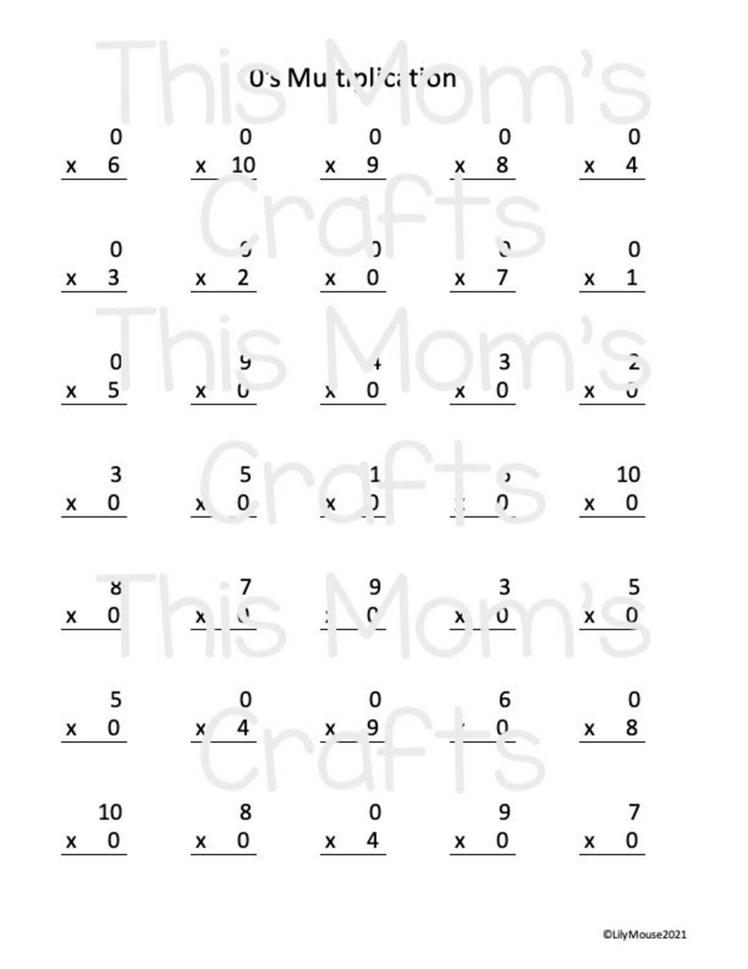 Multiplication Practice 0-12 - Etsy