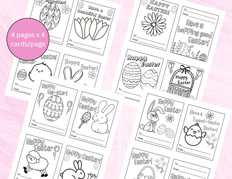 Easter Colouring Cards, Easter Cards, Printable, Color, Great for Kids ...