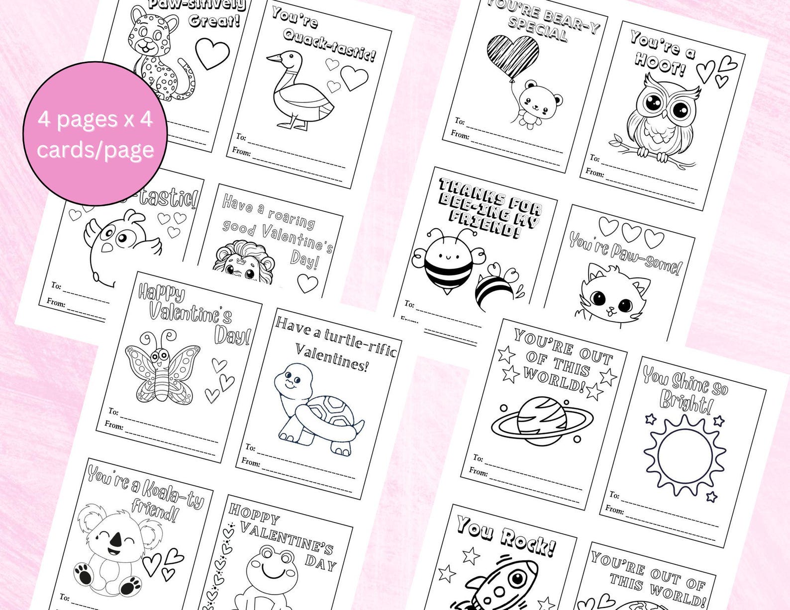 Valentine's Day Printable Colouring Cards, Kids' Colouring Cards ...