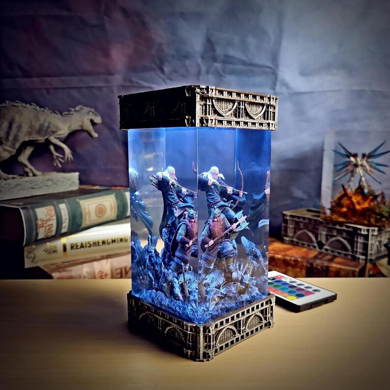 Legolas and Gimli Lord of the Rings Resin Lamp, Handmade LED Battle ...