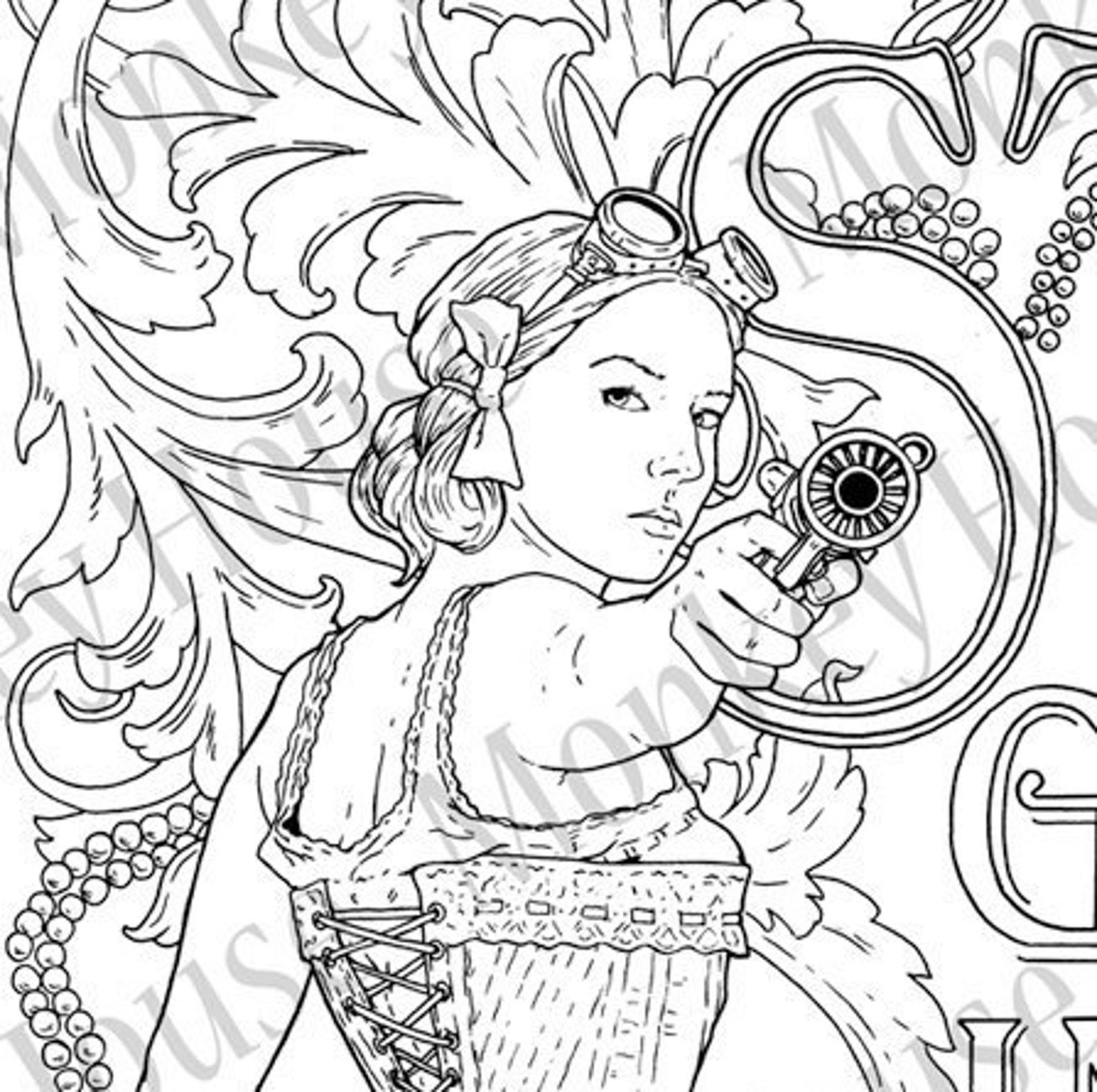 Steampunk Coloring Pages Zentangle Sketch Coloring Page
