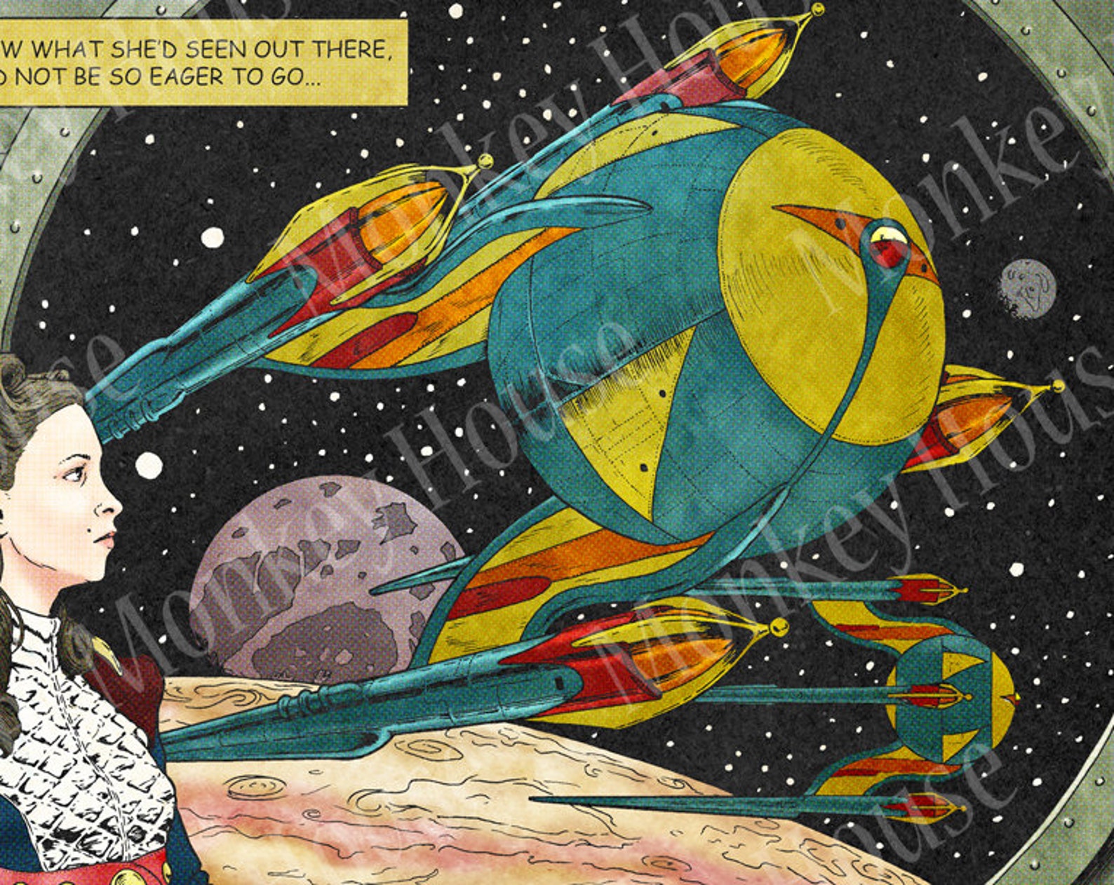 Sci-fi Art Print - "final Flight of the Dimension Runners", Retro ...