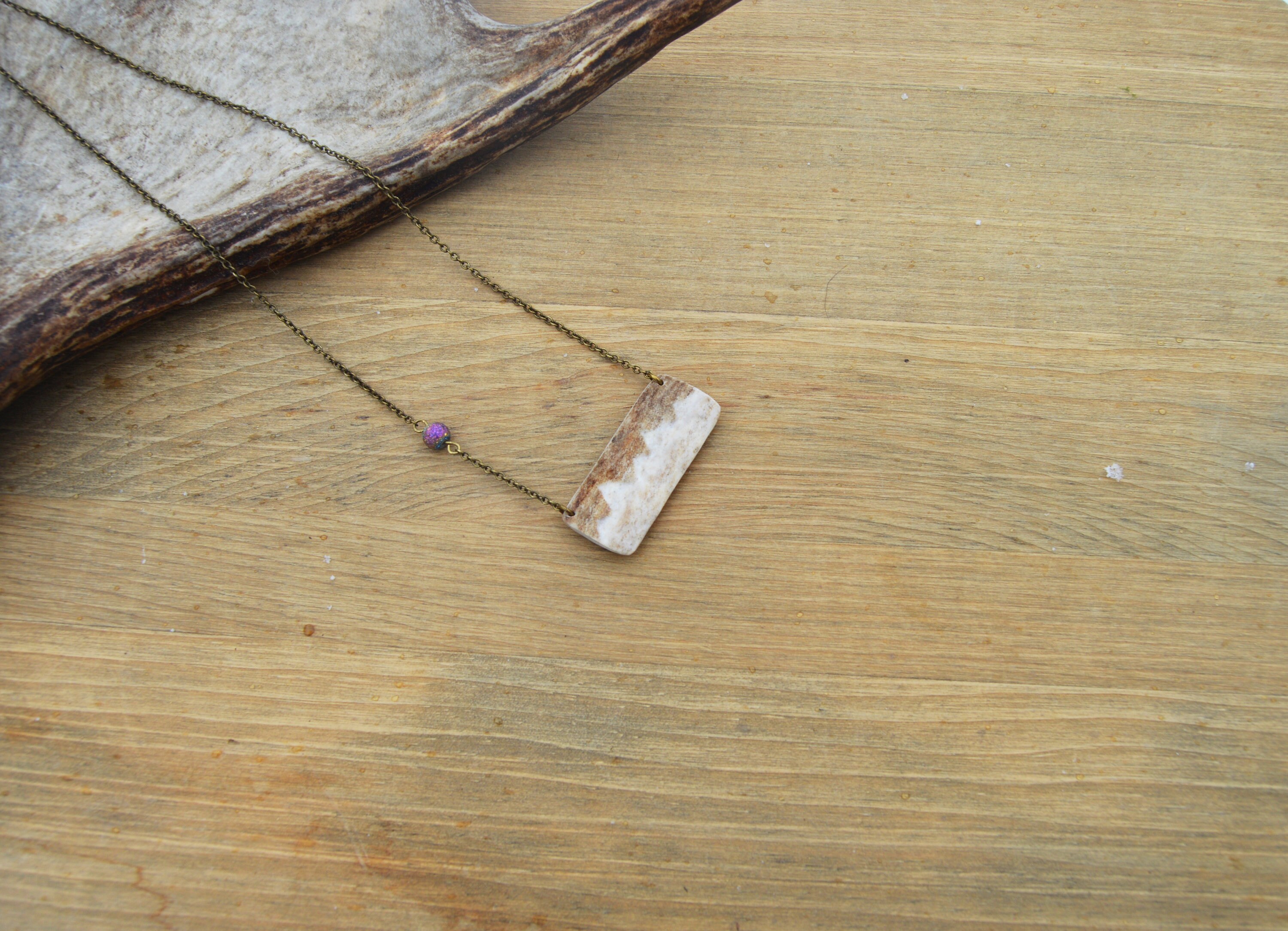 Carved Elk Antler Necklace Mountain Necklace Real Antler - Etsy