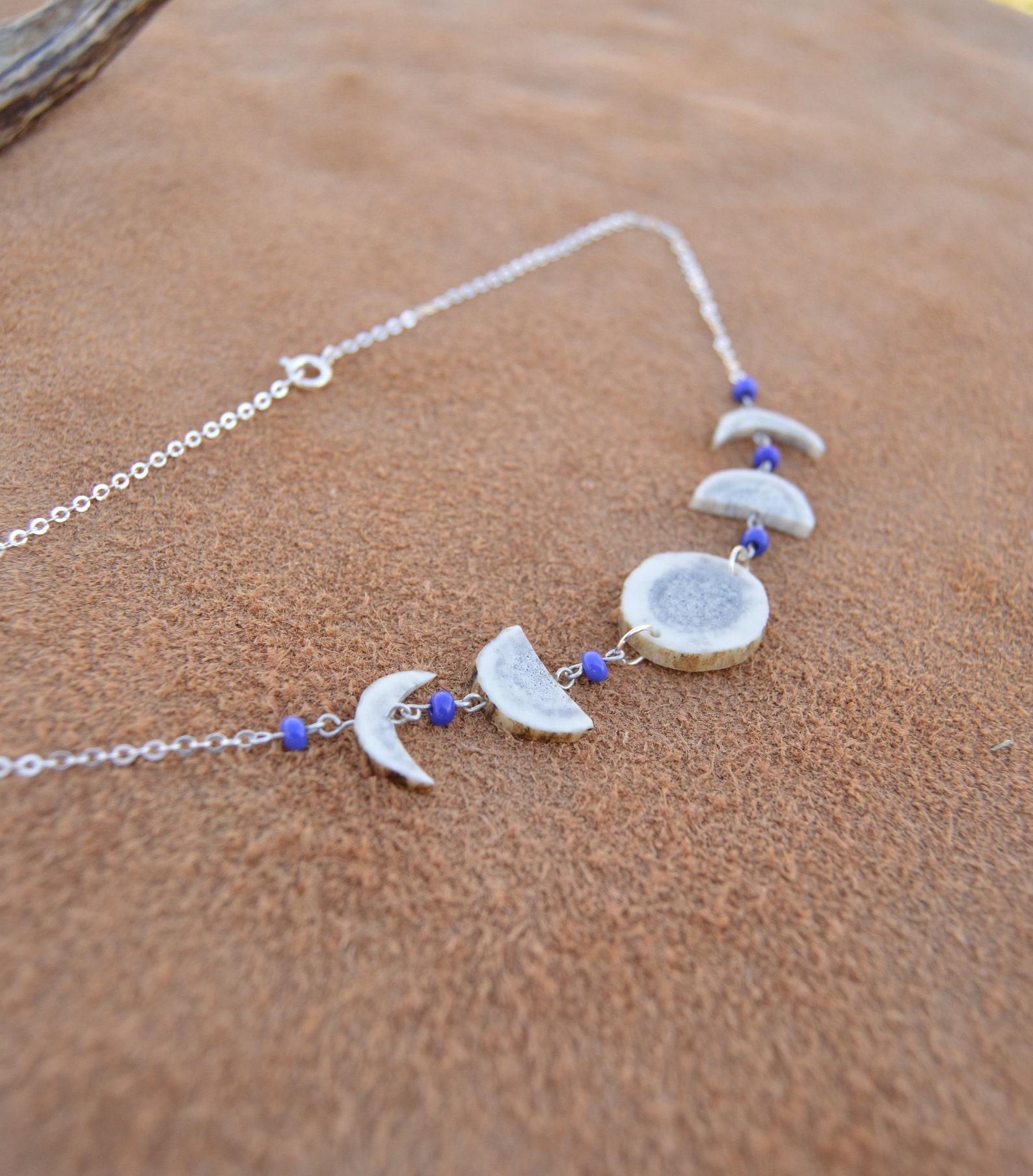 Moon Phase Necklace Deer Antler Necklace Hippie Necklace | Etsy