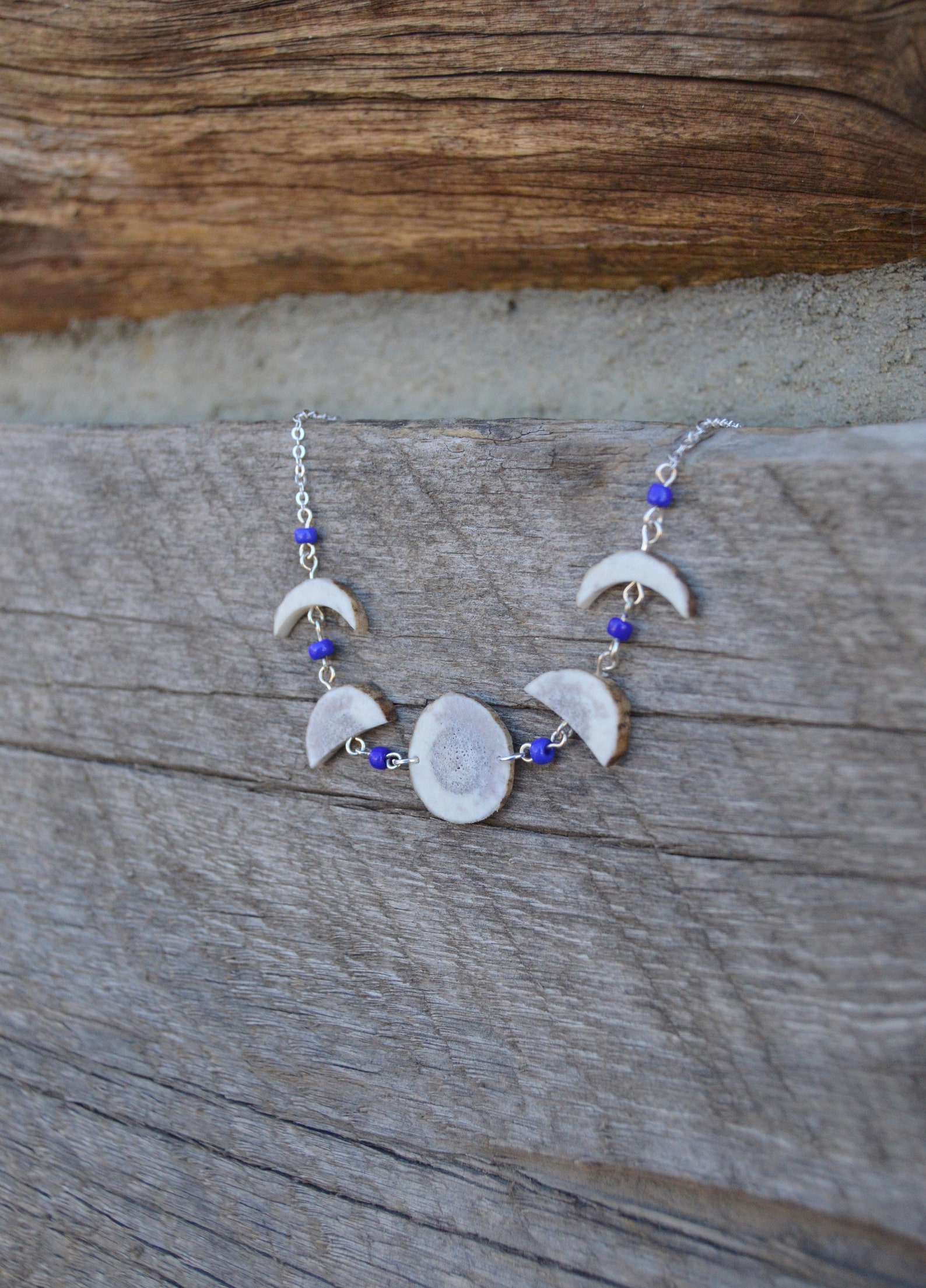 Moon Phase Necklace Deer Antler Necklace Hippie Necklace | Etsy