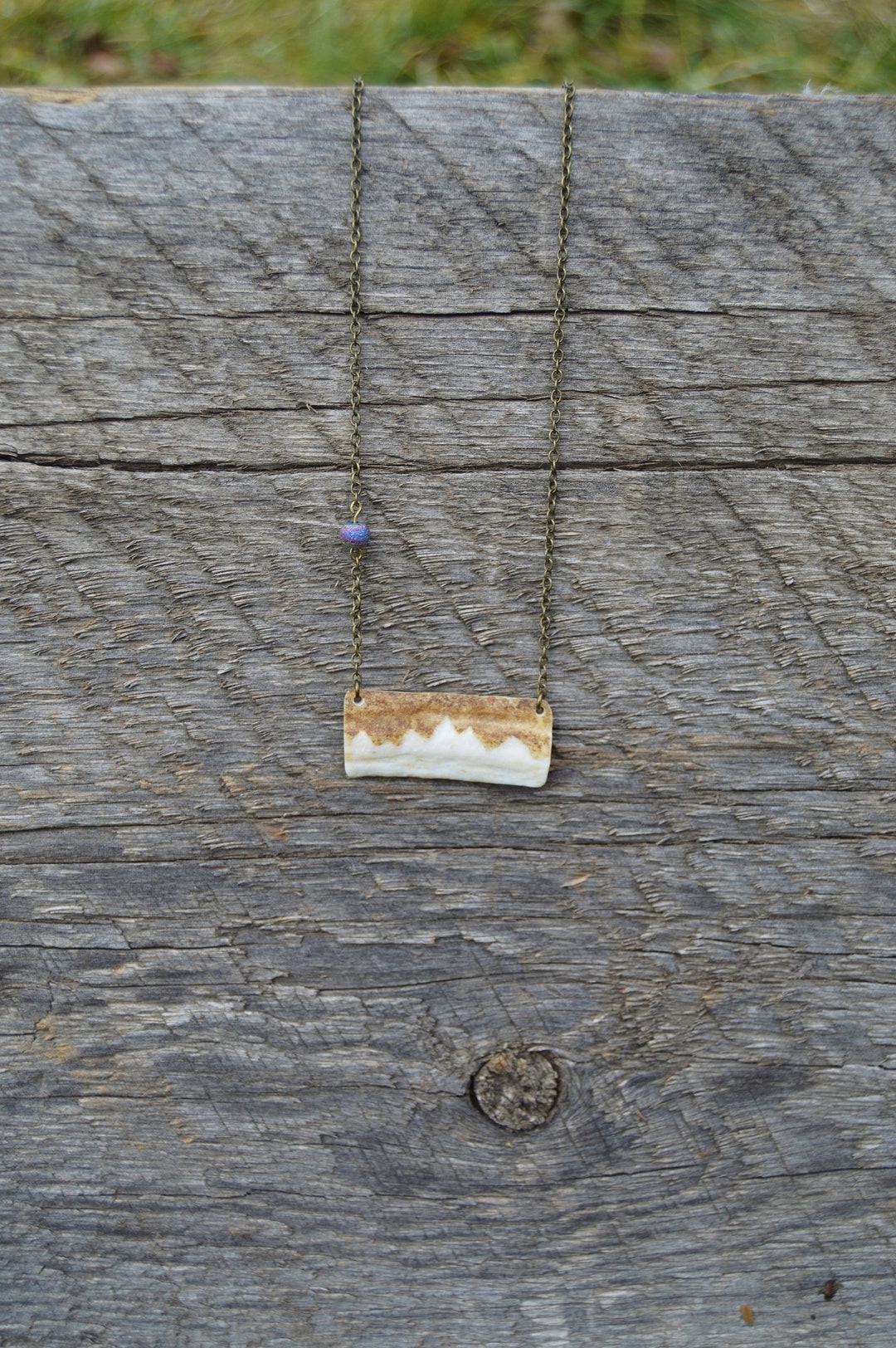 Carved Elk Antler Necklace Mountain Necklace Real Antler - Etsy