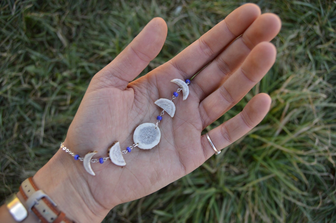 Moon Phase Necklace Deer Antler Necklace Hippie Necklace | Etsy