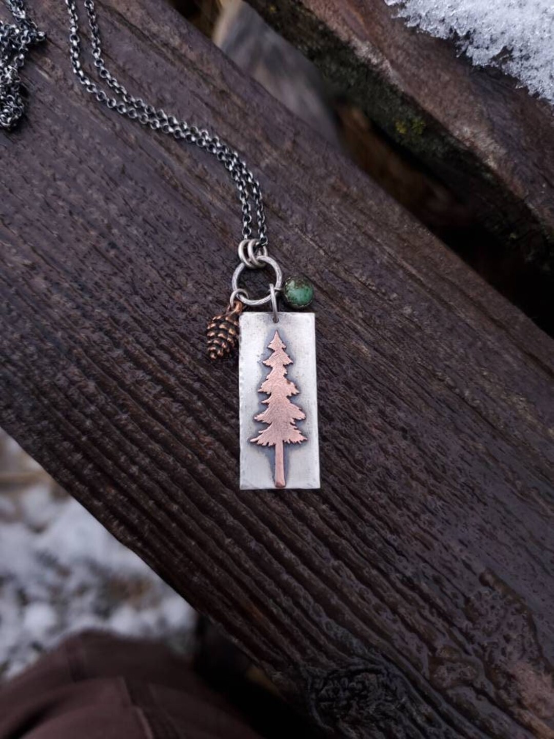 Pine Tree Charm Necklace, Silver Forest Pendant, Pine Tree Jewelry ...