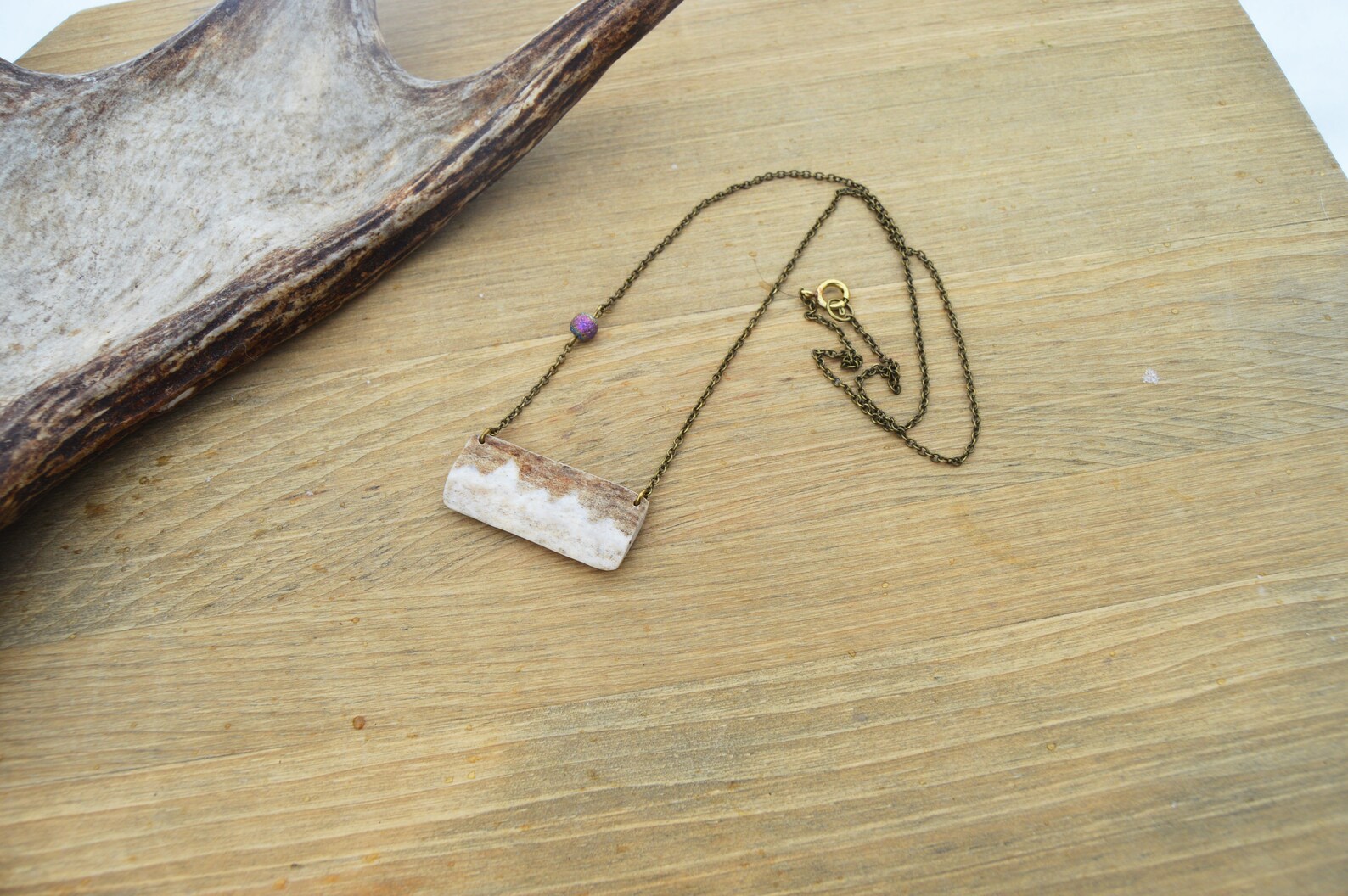 Carved Elk Antler Necklace Mountain Necklace Real Antler - Etsy