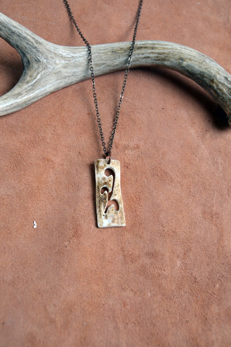 Deer Antler Necklace Real Antler Jewelry Swirly Design - Etsy