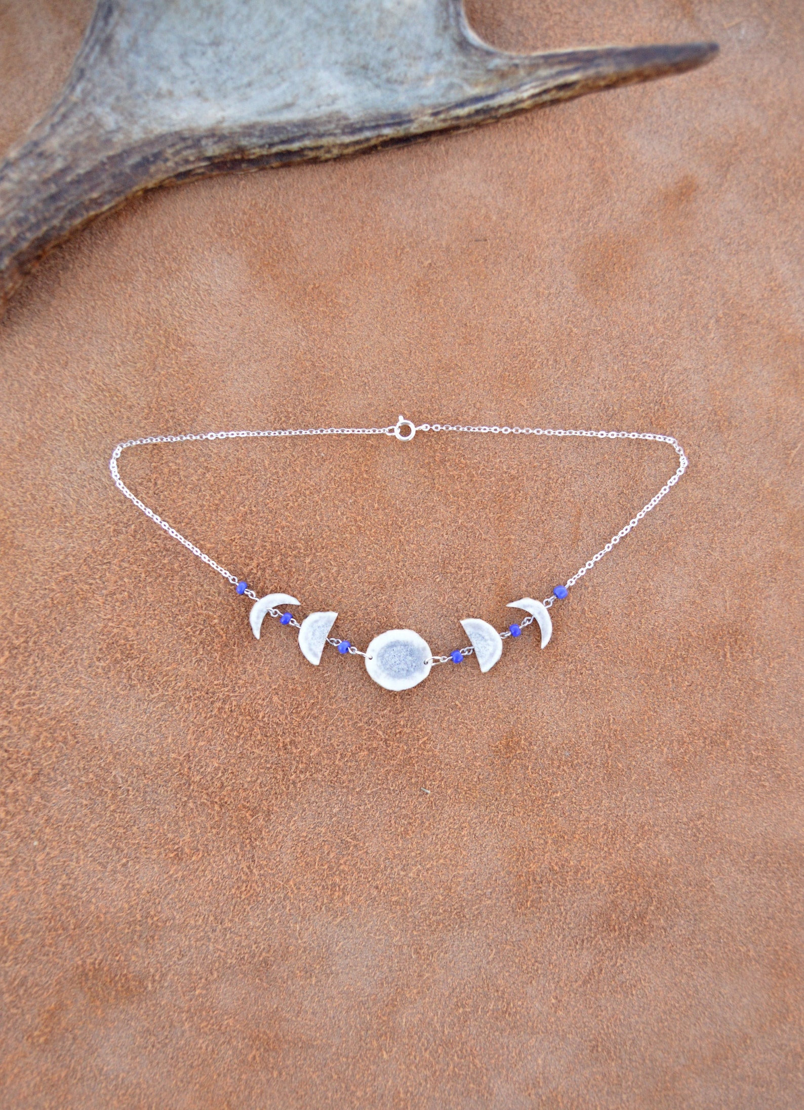 Moon Phase Necklace Deer Antler Necklace Hippie Necklace | Etsy