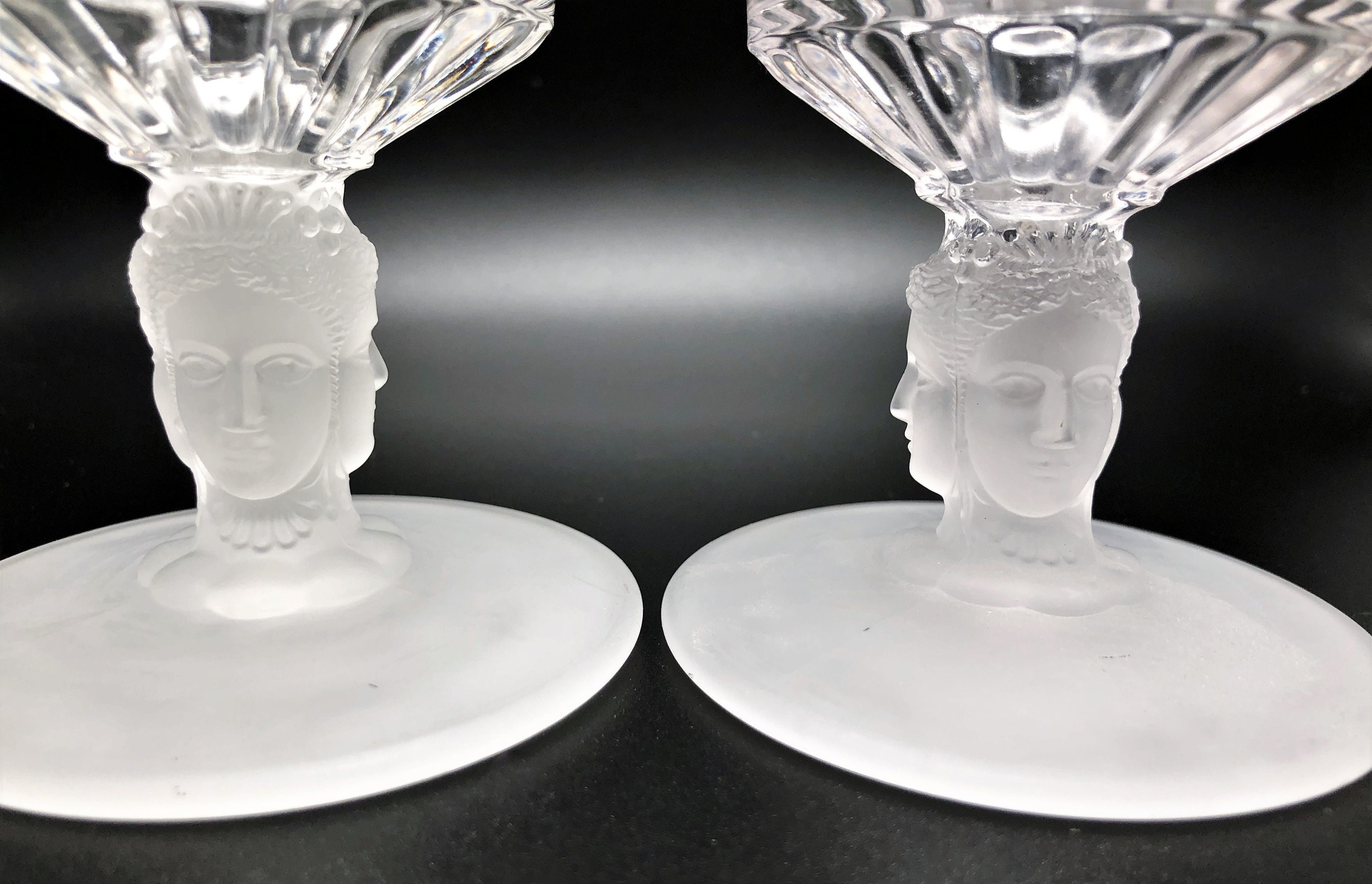 Antique George Duncan & Sons Three Faced Glass Creamer Frosted Stem and ...