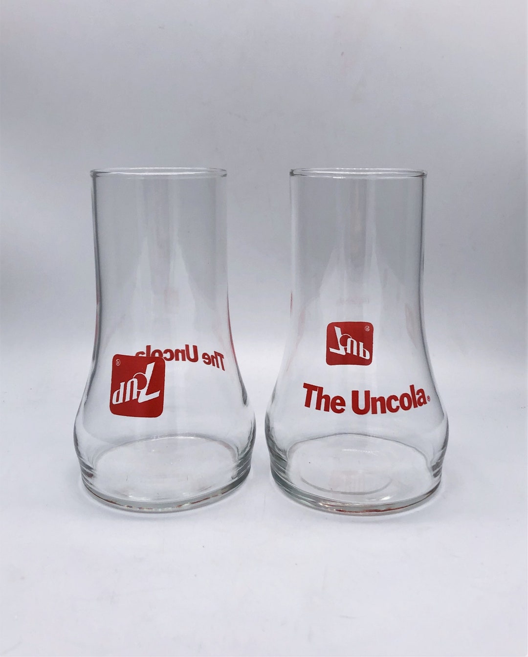 7up the Uncola Libbey Drinking Glasses Shaped Like Upside Down Glasses ...