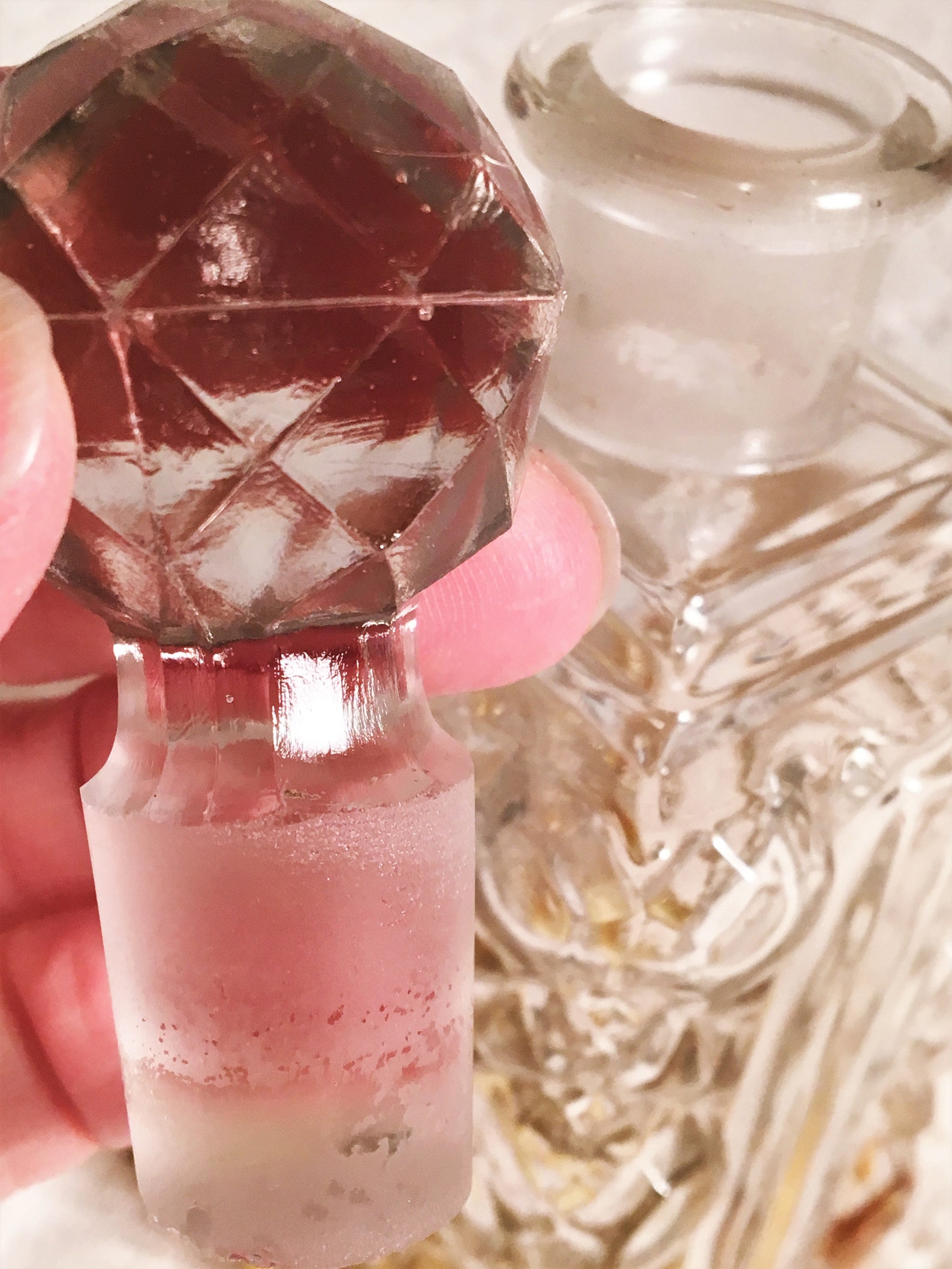 Vintage Crystal Glass Perfume Cube Shaped Bottle Apple Blossom - Etsy