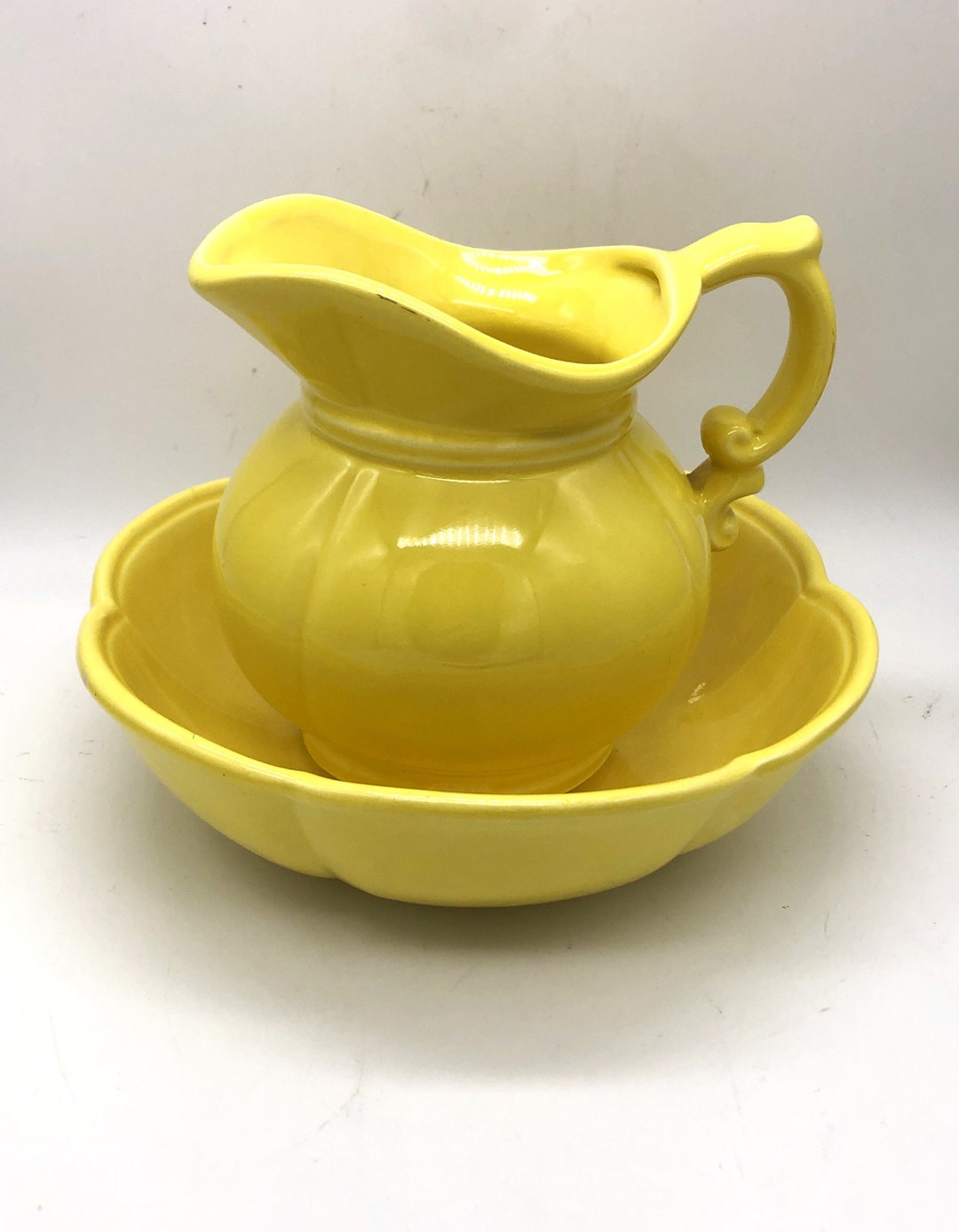 Mccoy Yellow Small Pitcher and Bowl Set 7528 Made in the USA - Etsy