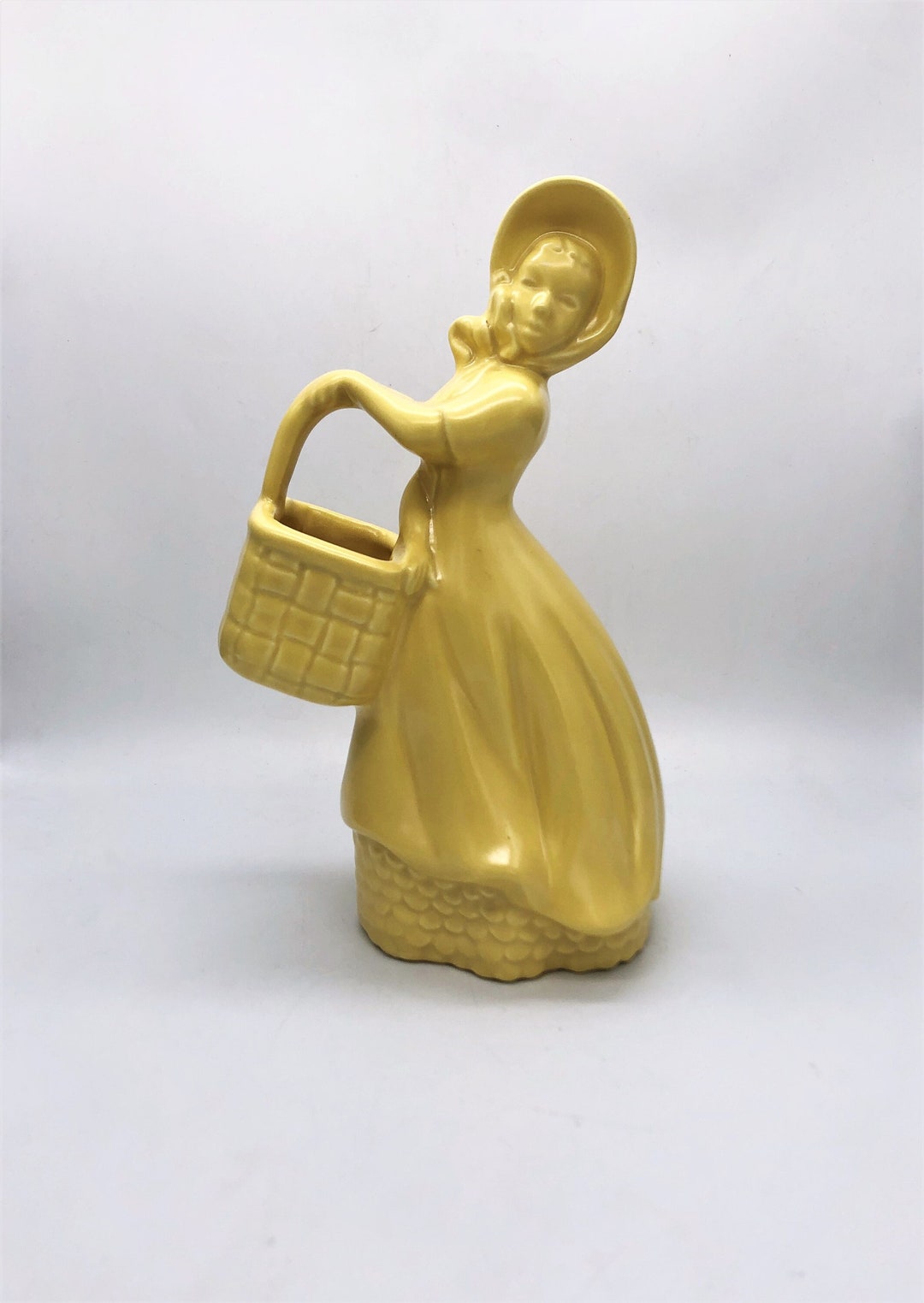 Rare Haeger Pottery Lady With Basket and Bonnet Jardinière Planter ...