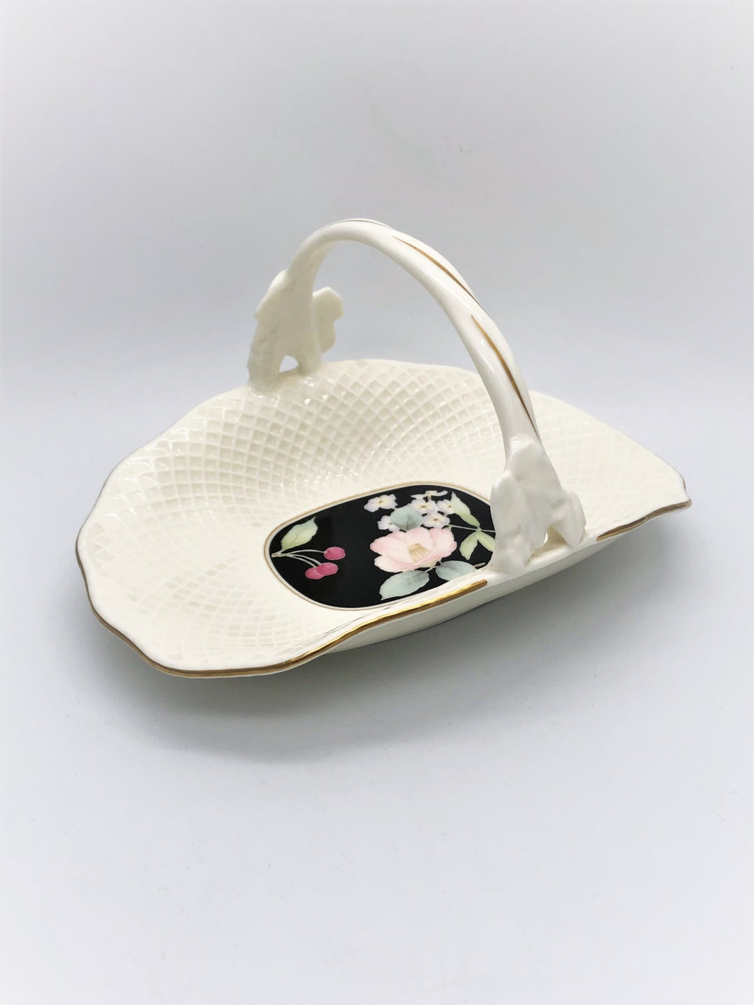 Mikasa Botanica Black Tidbit Handled B2018 Cherries Floral Print on ...