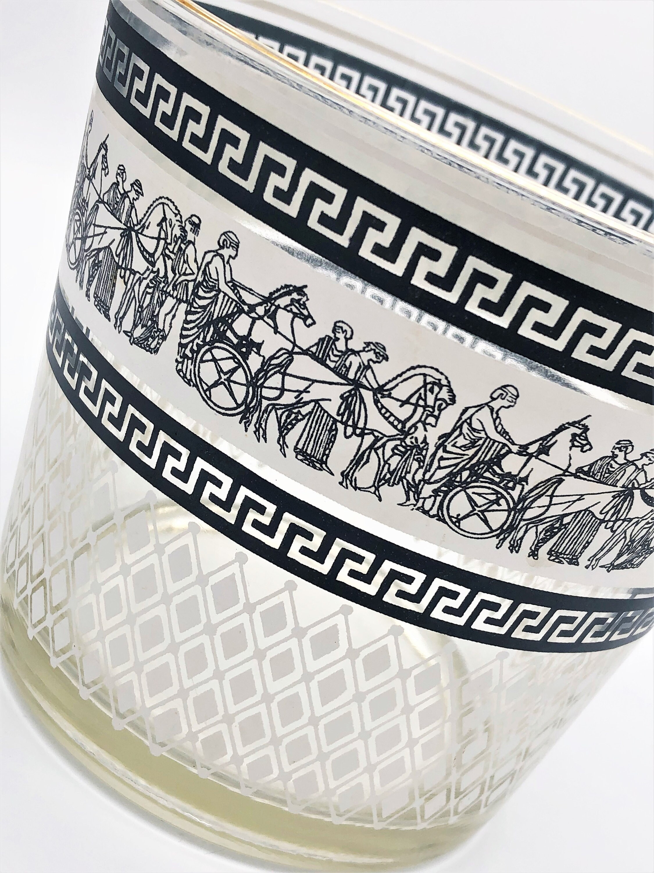 Mid Century Jeanette Glass Ice Bucket With Greek Design Blue - Etsy