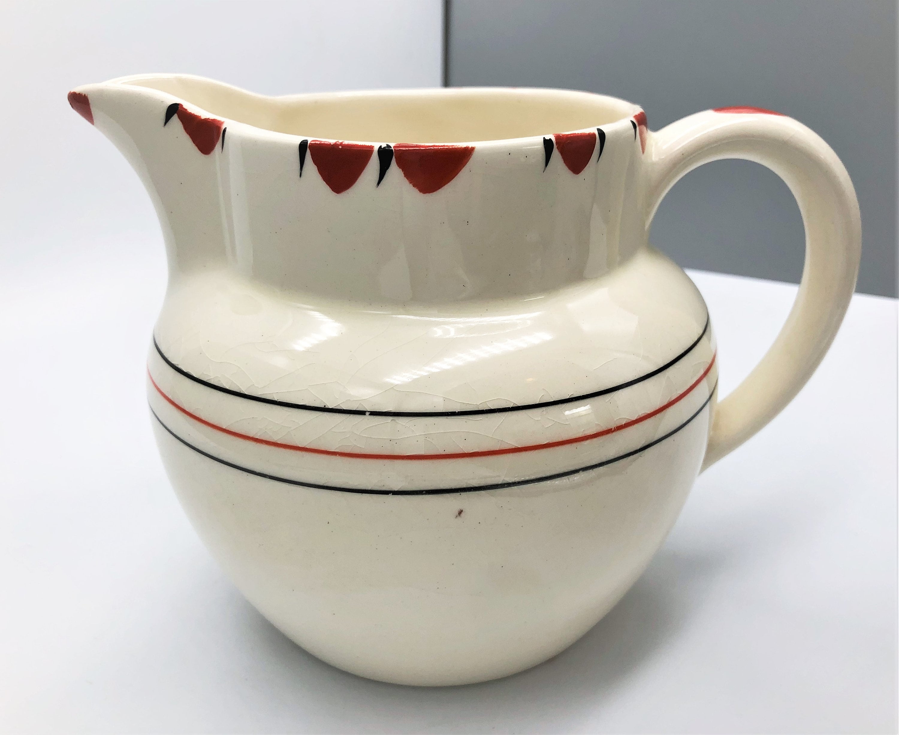 Myott Art Deco Milk Jug With Red and Black Thin Strips Hand - Etsy