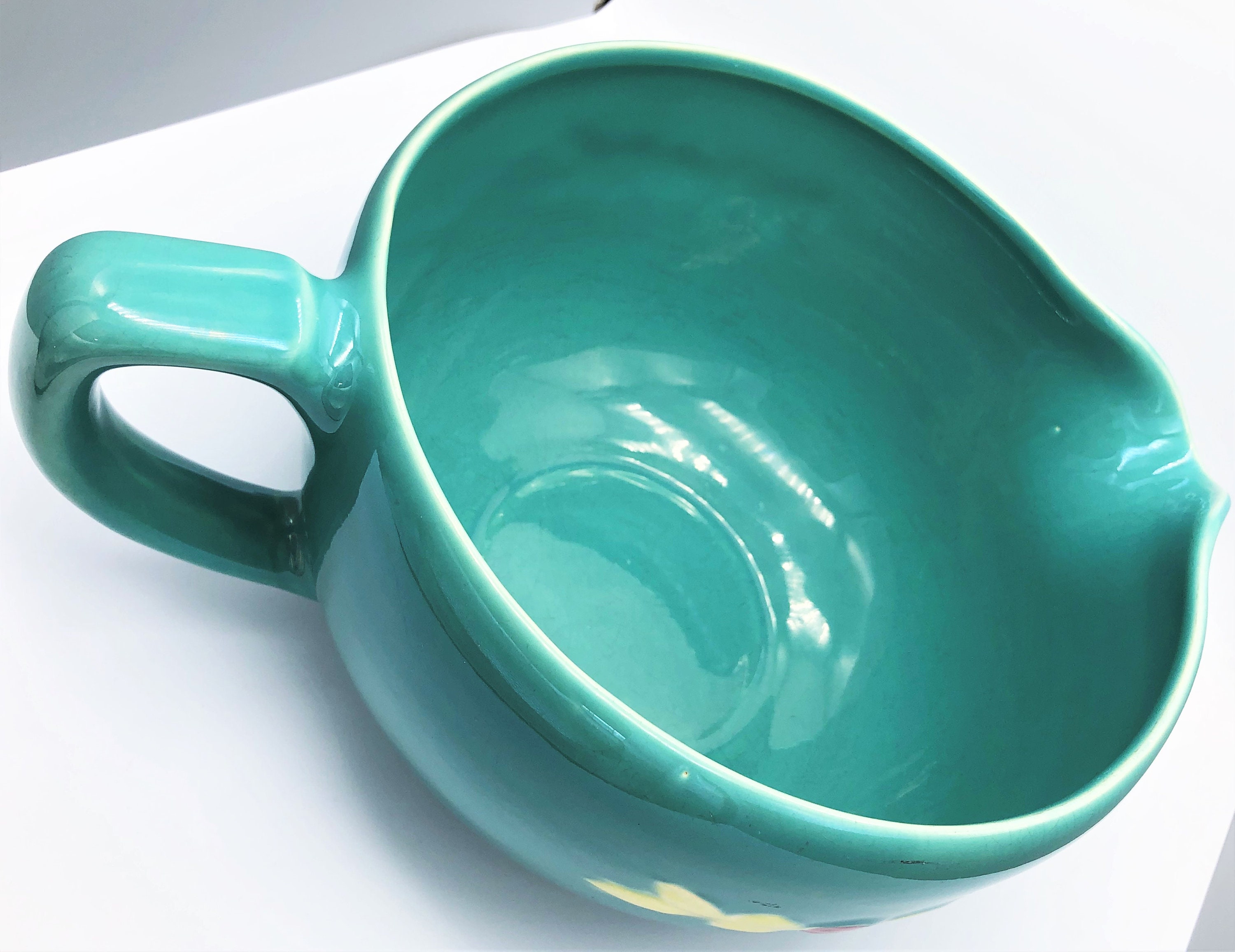 Coors Pottery Rosebud Design 12 Inches Teal Green Batter Bowl With ...