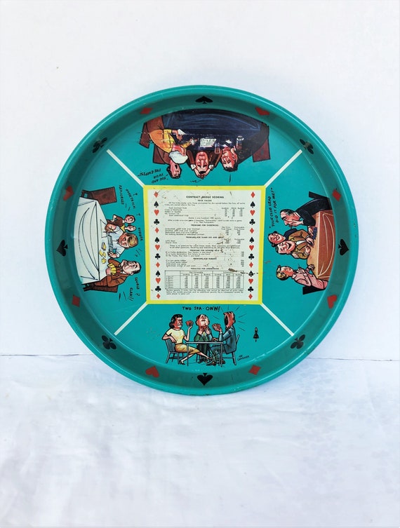 MCM Masonware Metal Bar Tray Bridge Theme Illustrated by - Etsy