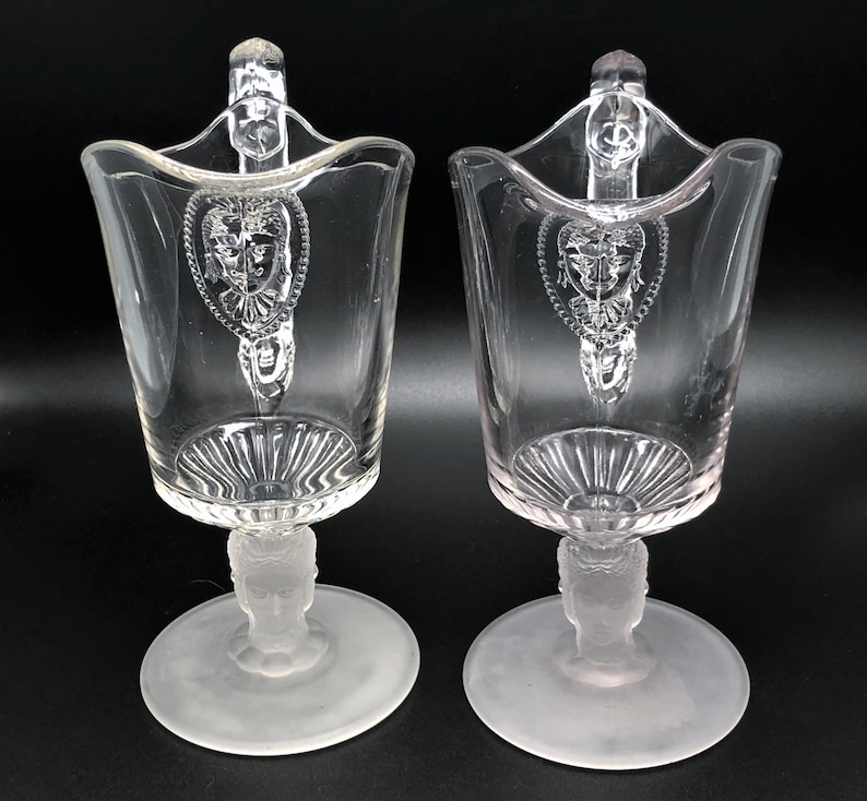 Antique George Duncan & Sons Three Faced Glass Creamer Frosted - Etsy