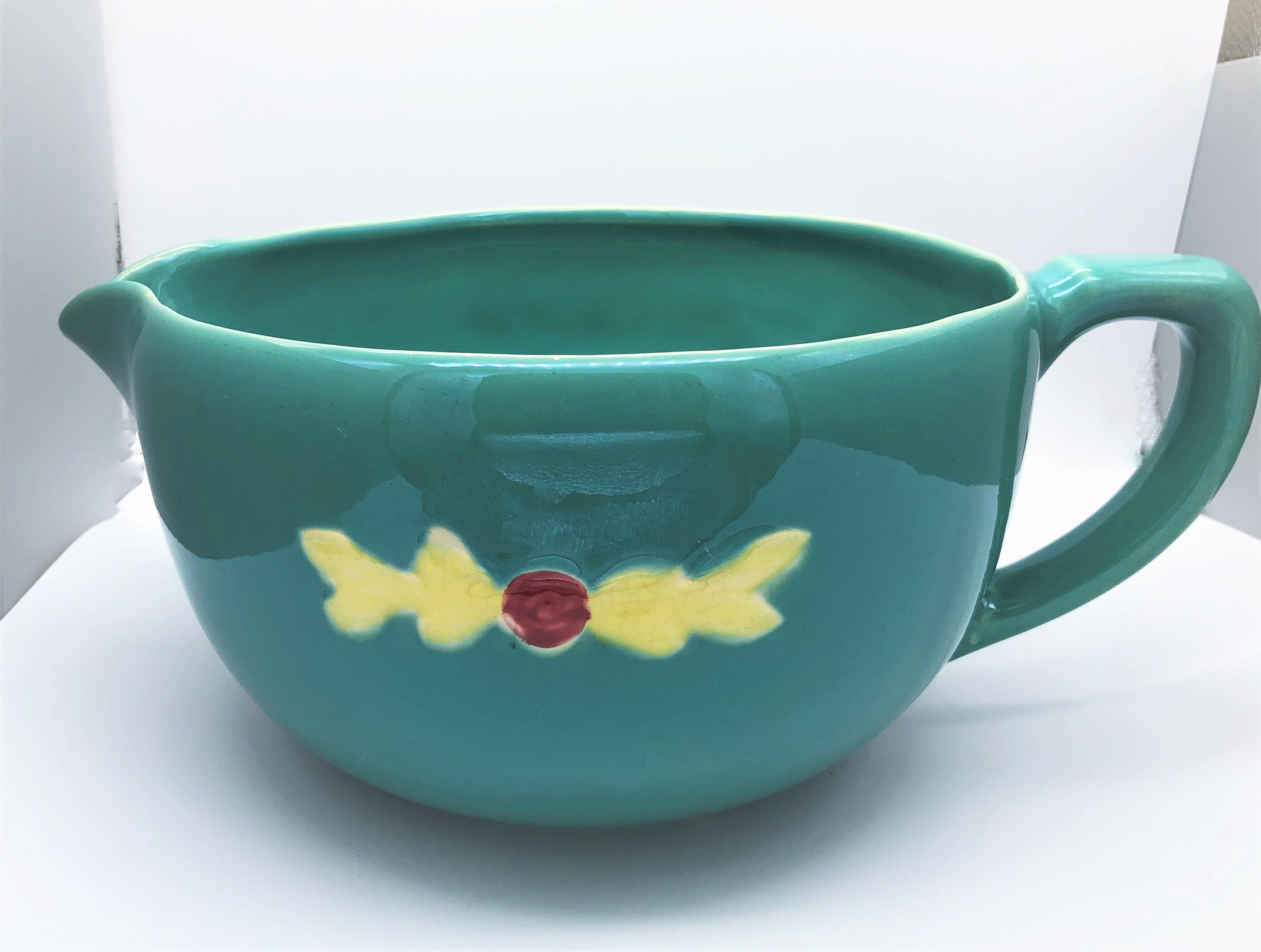 Coors Pottery Rosebud Design 12 Inches Teal Green Batter Bowl With ...