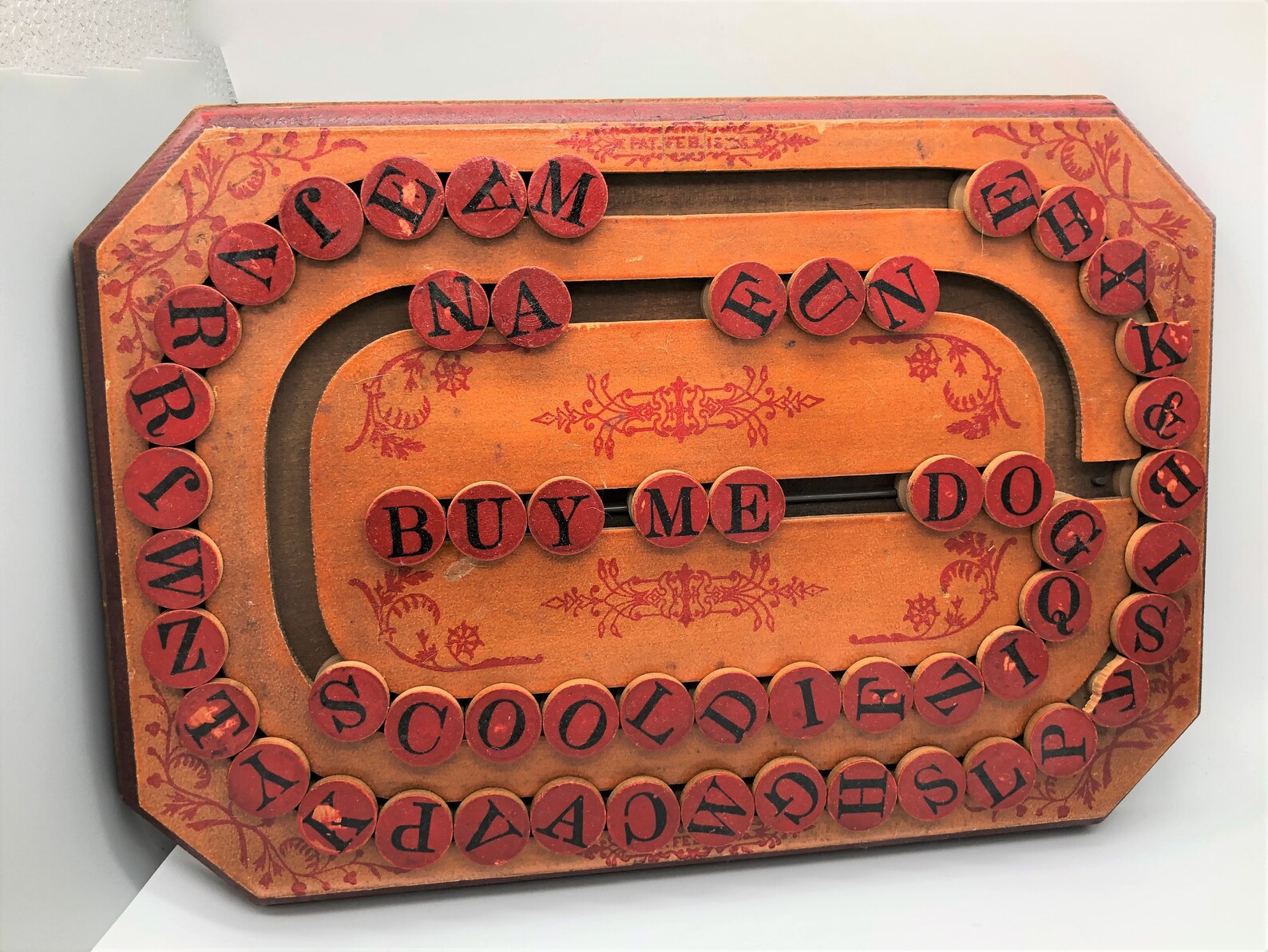 Antique Wooden Spelling Board 56 Wooden Letter Tiles Pat Feb | Etsy