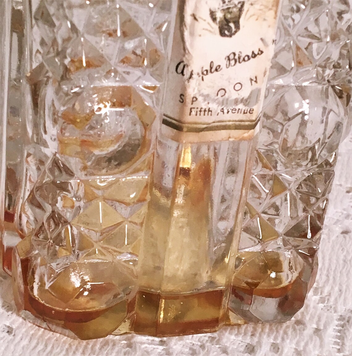 Vintage Crystal Glass Perfume Cube Shaped Bottle Apple Blossom - Etsy