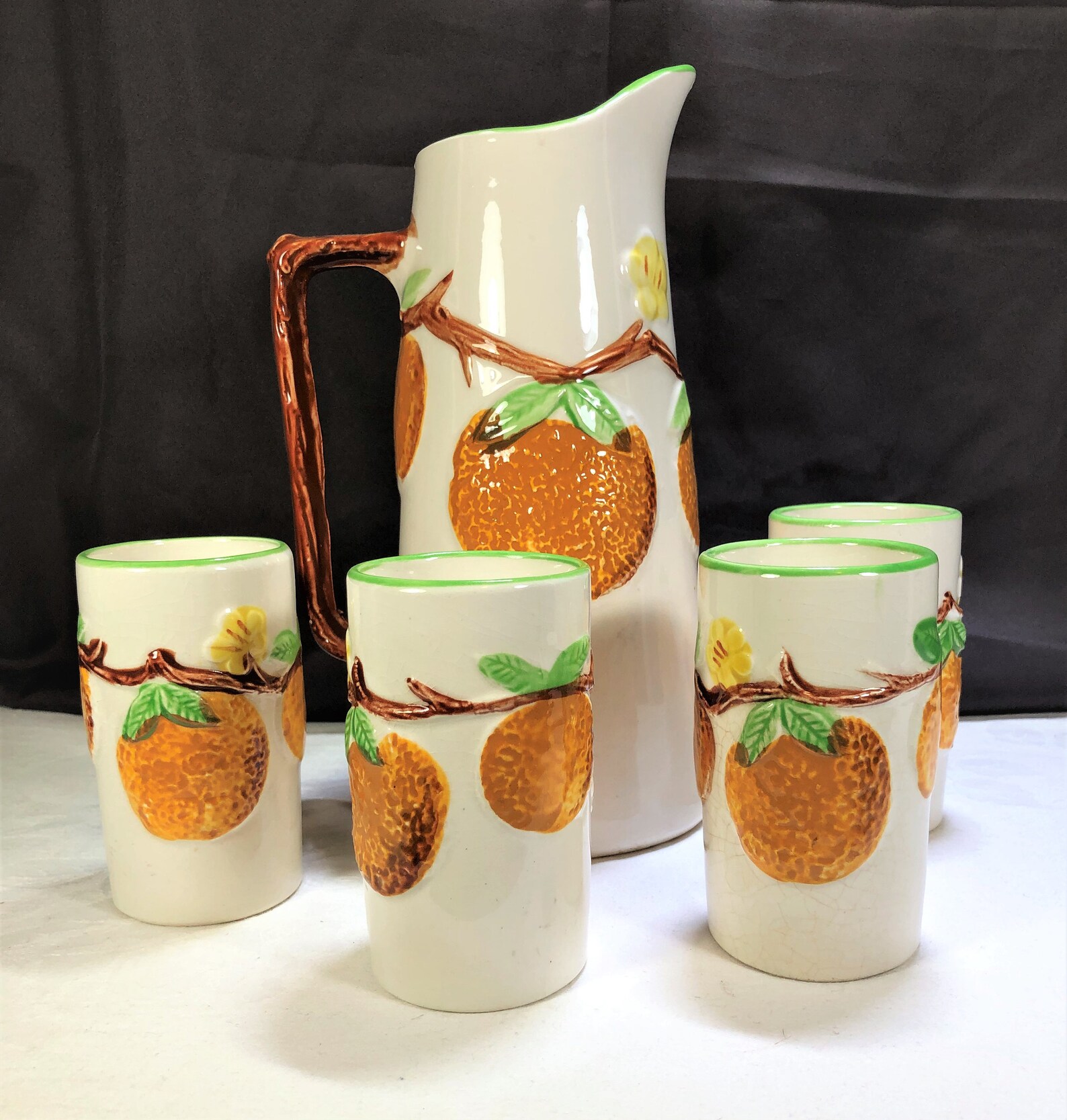 Napcoware Ceramic Juice Set Pitcher and Four Cups C-6240 Made in Japan ...