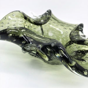 Vintage Murano Hand Blown Biomorphic Controlled Bubble Glass in Green ...