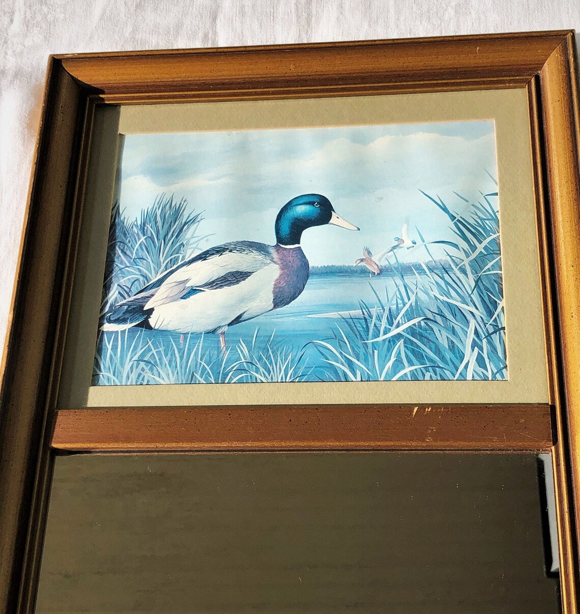 Mid Century Hall Mirror Mallard Duck Insert Initials A J D | Etsy