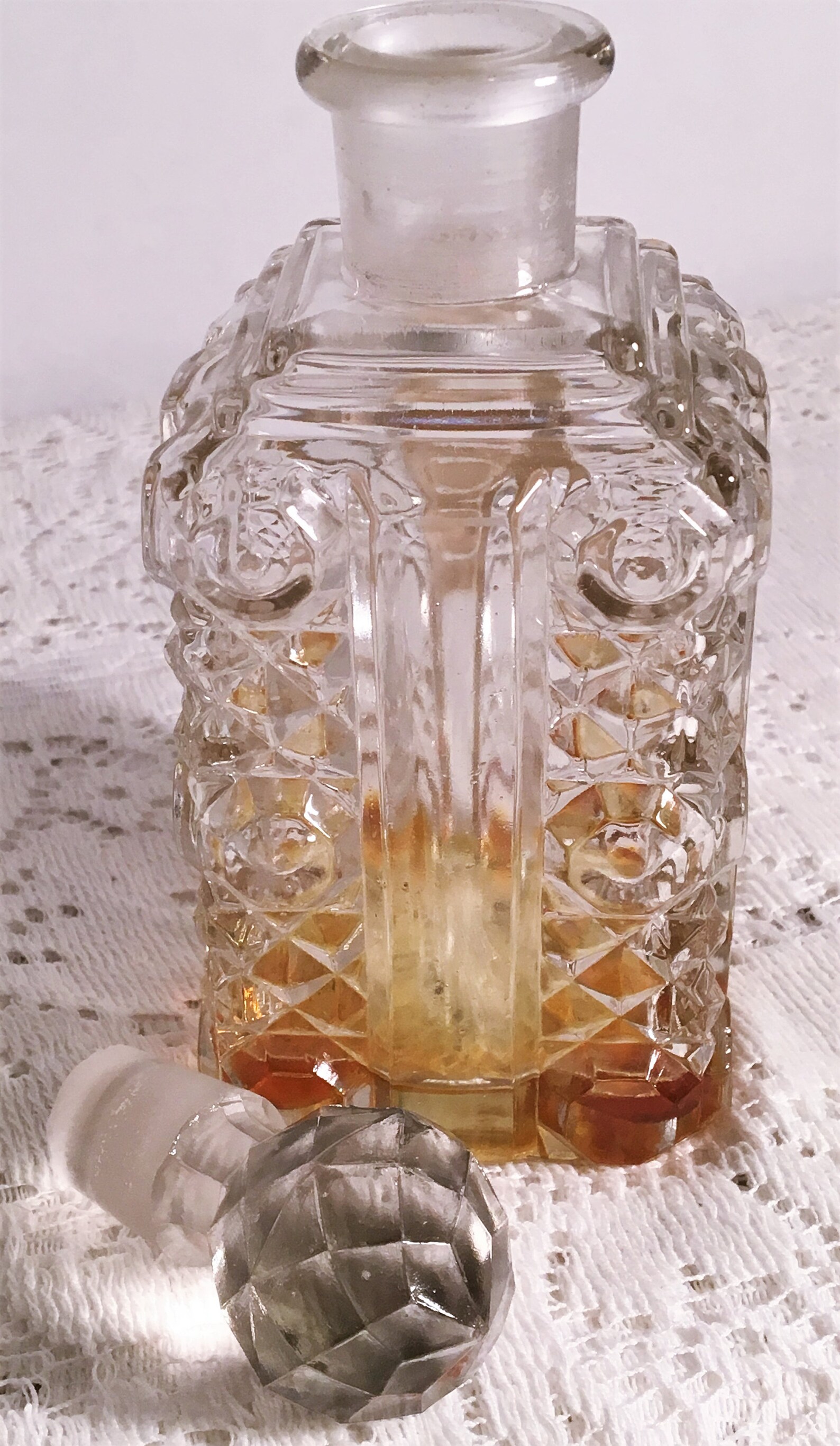 Vintage Crystal Glass Perfume Cube Shaped Bottle Apple Blossom - Etsy