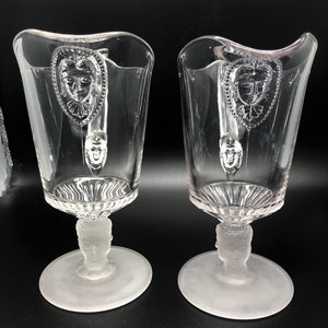 Antique George Duncan & Sons Three Faced Glass Creamer Frosted Stem and ...