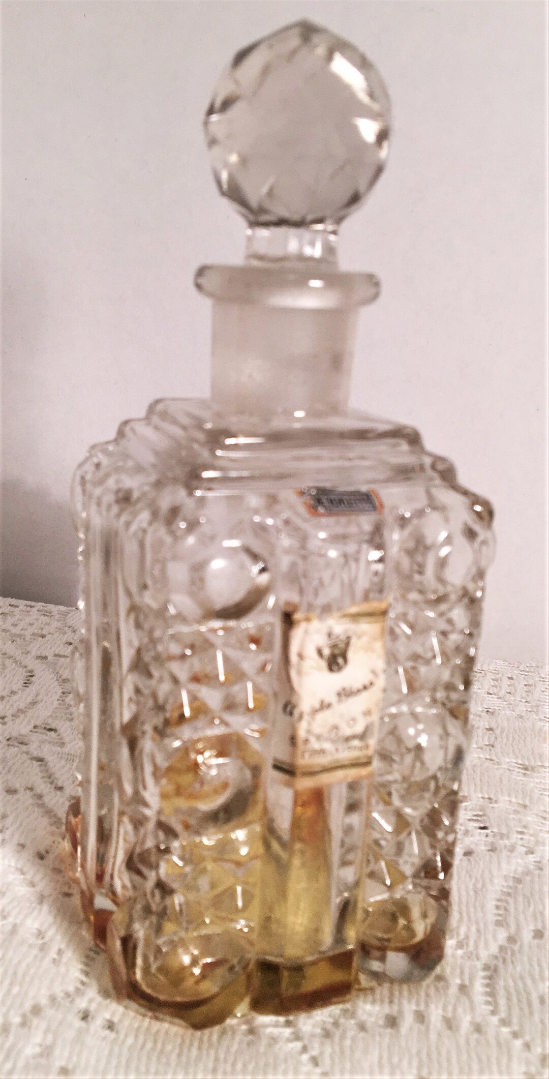 Vintage Crystal Glass Perfume Cube Shaped Bottle Apple Blossom Fifth ...