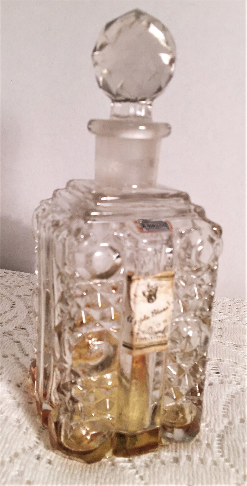 Vintage Crystal Glass Perfume Cube Shaped Bottle Apple Blossom - Etsy