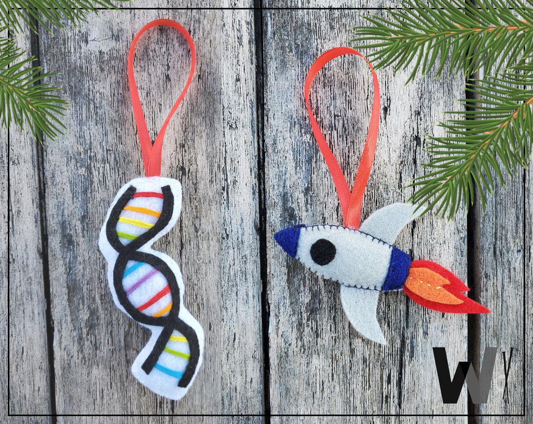 Science Ornaments Felt Christmas Ornament DNA and Spaceship Ornaments ...